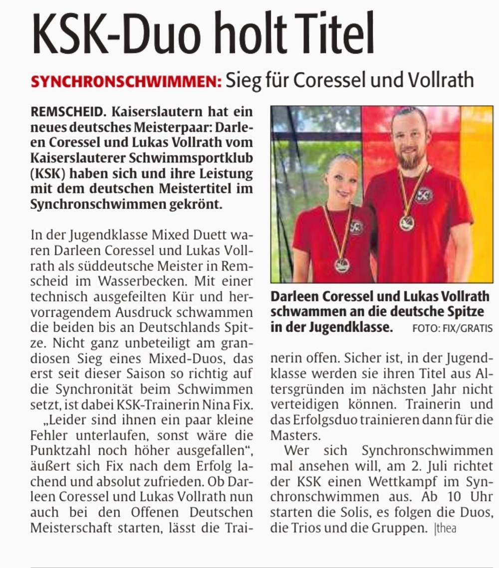 Synchronschwimmen Deutsche Meisterschaften in Remscheid 16. – 17.06. ...